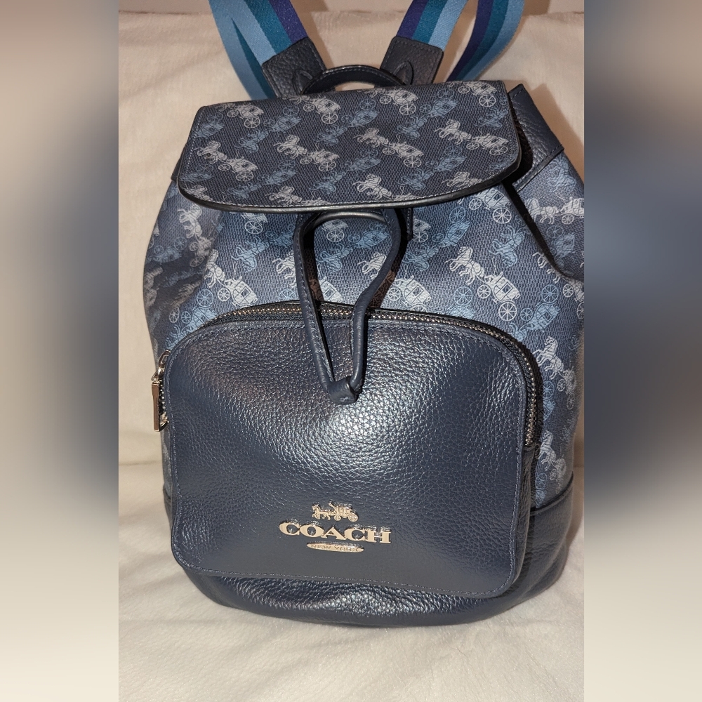 Coach Jes Backpack With Horse And Carriage Print Blue… - Gem